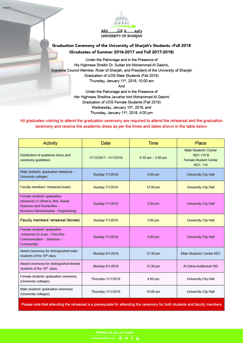 Students Graduation Ceremony Schedule